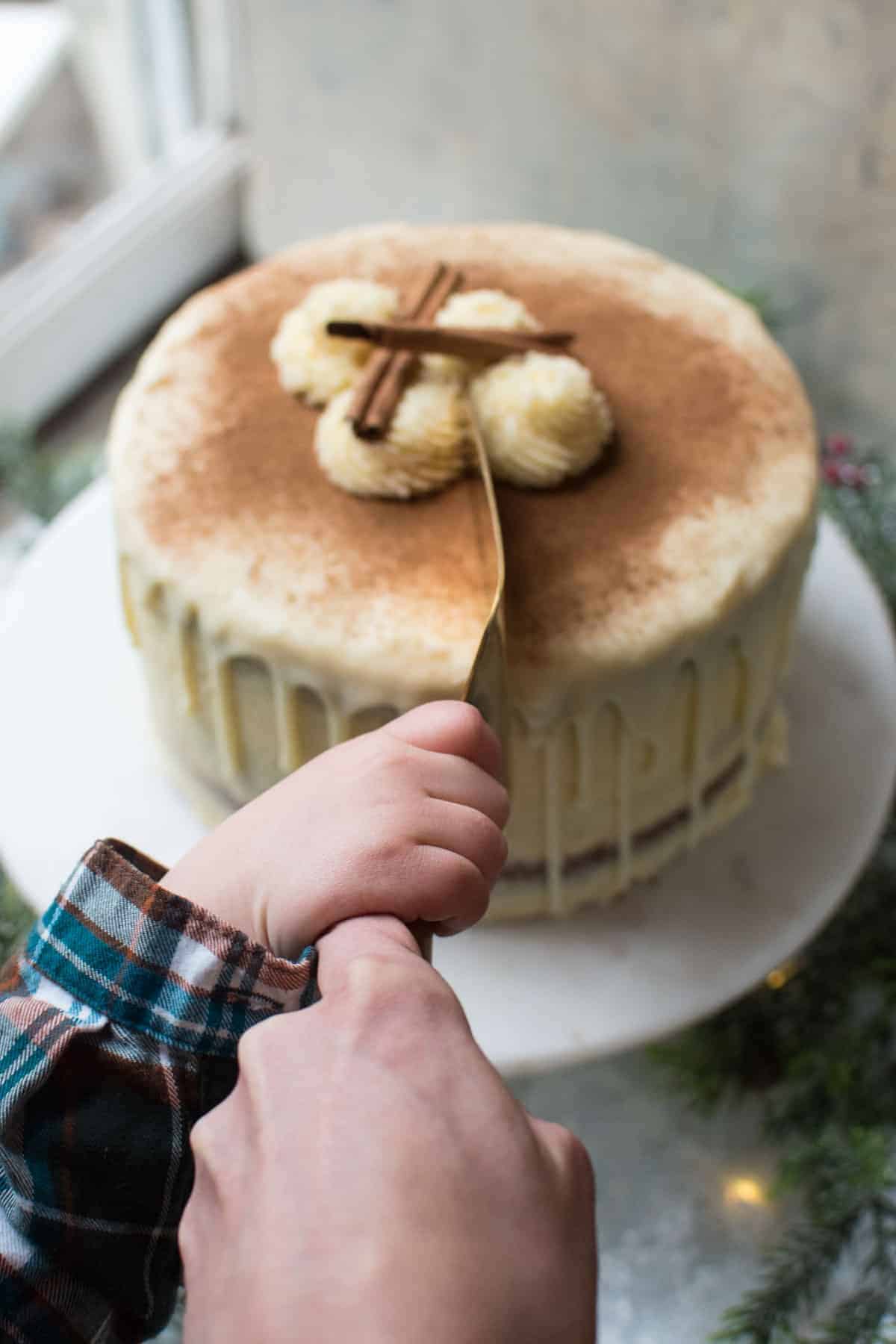 Christmas Spice Cake with Eggnog Buttercream - Hunger Thirst Play