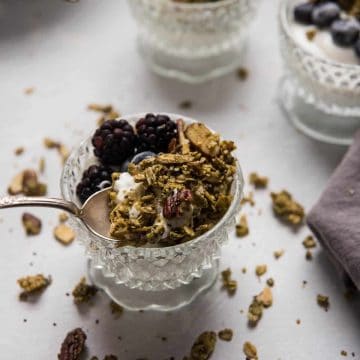 Crunchy Maple Matcha Granola - Hunger Thirst Play