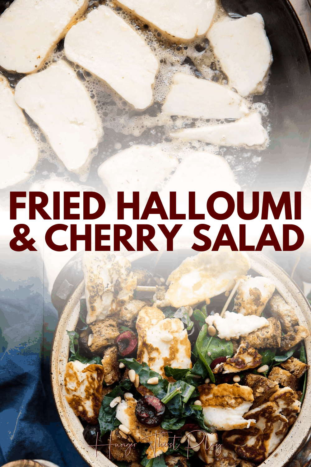 Fried Halloumi and Cherry Salad with Lemon Honey Dressing - Hunger ...