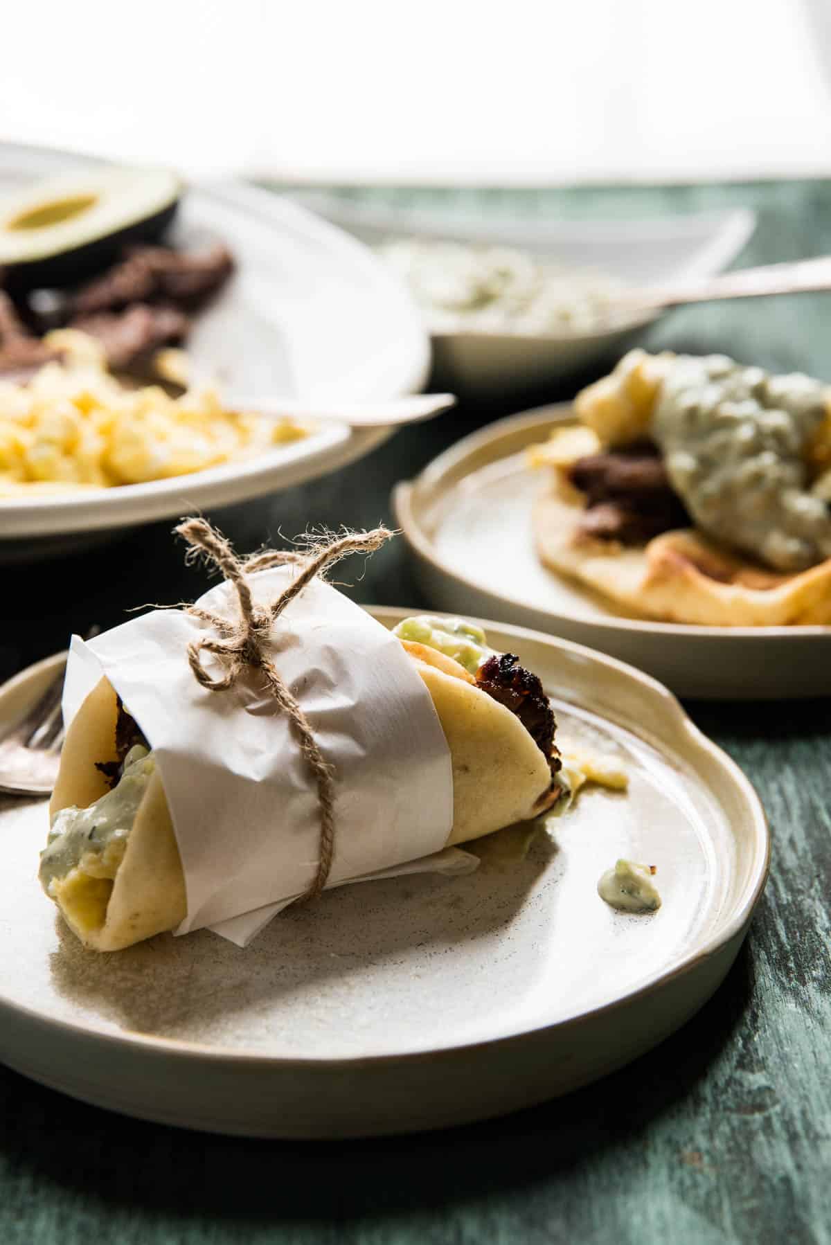 Breakfast Lamb Gyros with Avocado Tzatziki - Hunger Thirst Play