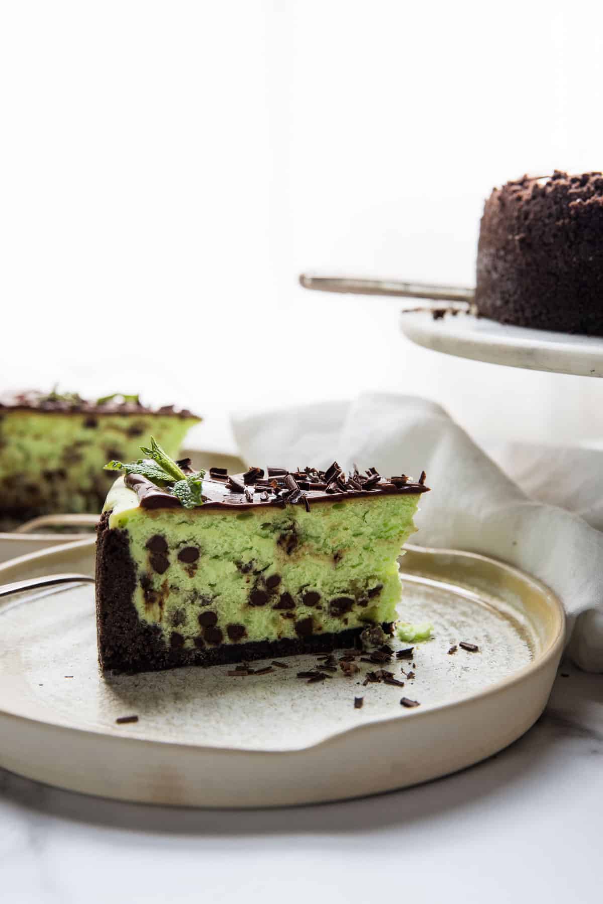 Mint Chocolate Chip Cheesecake - Hunger Thirst Play