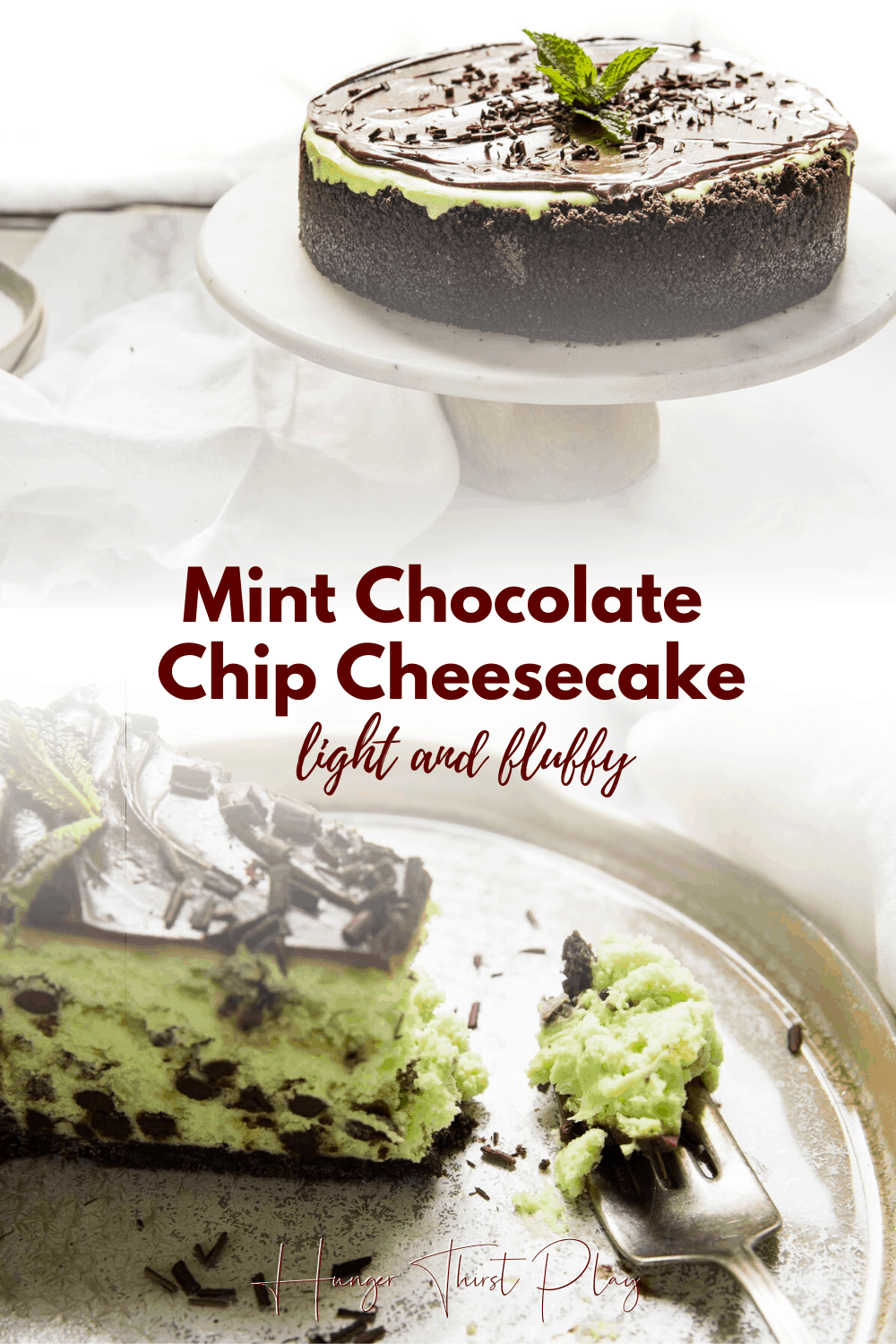 Mint Chocolate Chip Cheesecake - Hunger Thirst Play