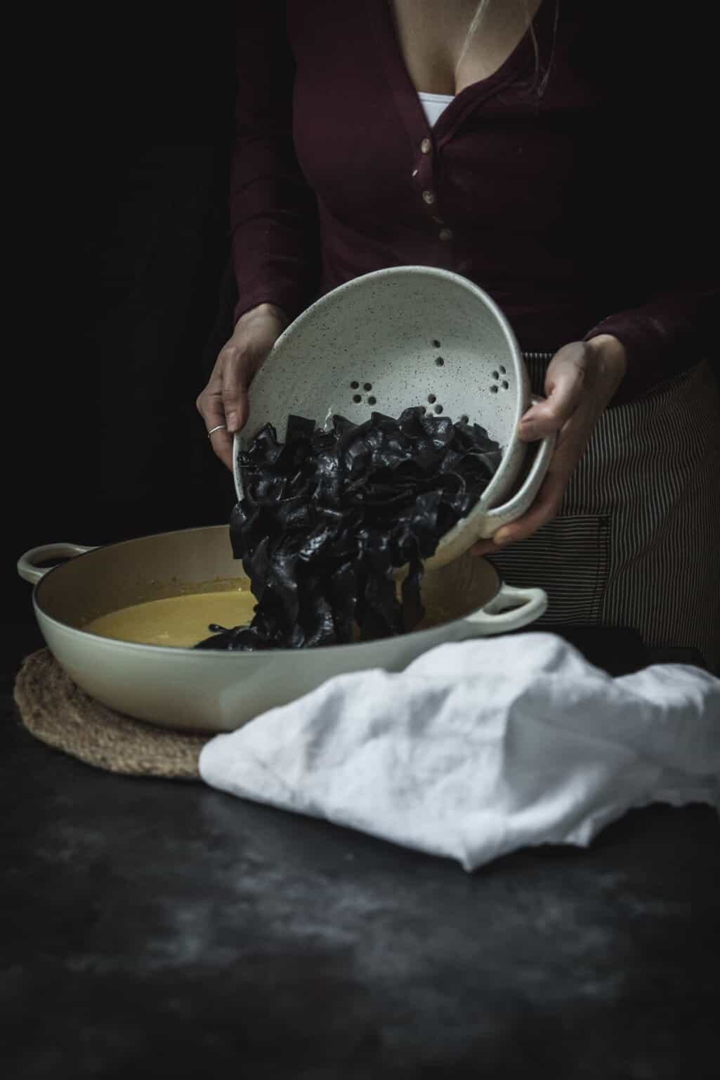 Black Pasta with Pumpkin Cream Sauce - Hunger Thirst Play