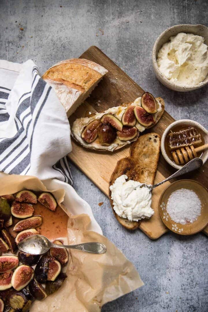 Whipped Ricotta Toast with Honey Roasted Figs - Hunger Thirst Play