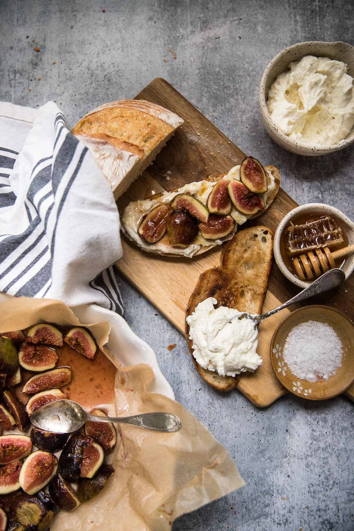 Whipped Ricotta Toast with Honey Roasted Figs - Hunger Thirst Play