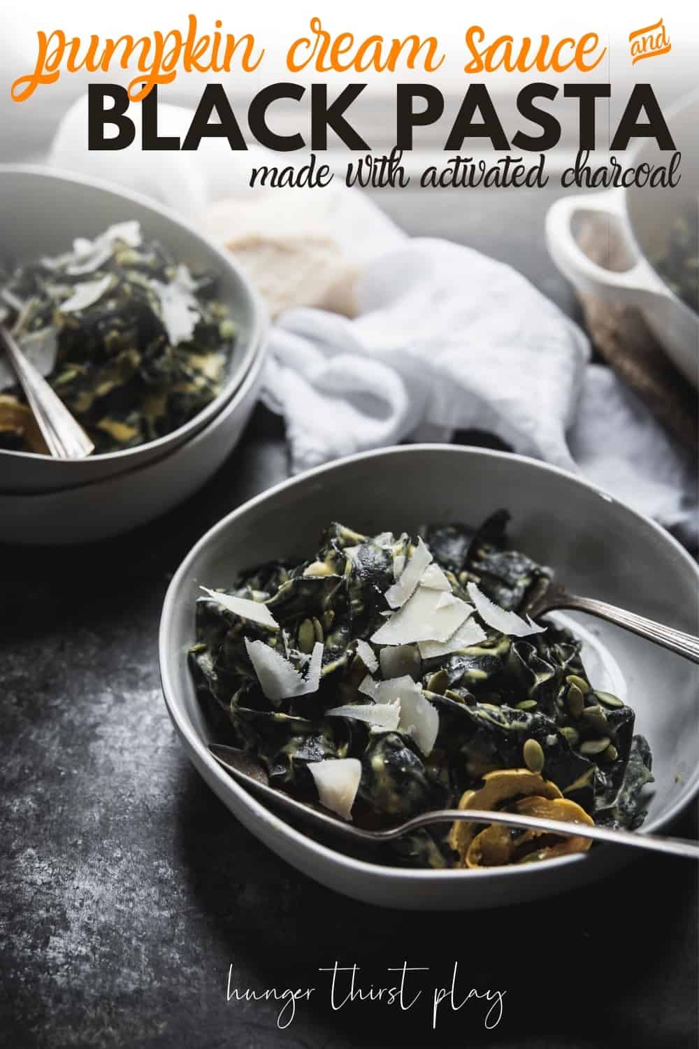 Black Pasta with Pumpkin Cream Sauce - Hunger Thirst Play